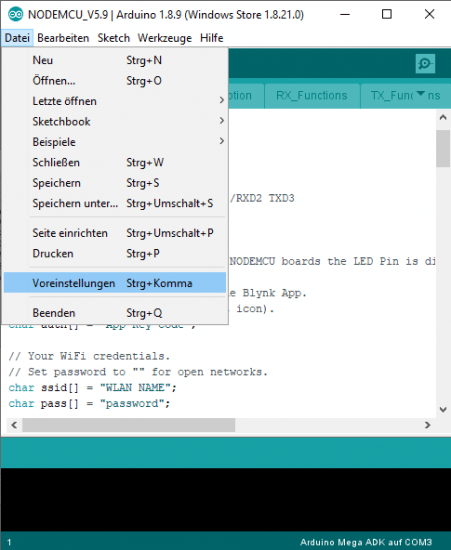 NodeMCU mit Arduino IDE programmieren - Andreas-Reitberger