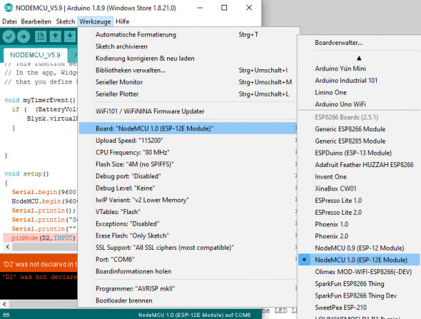 NodeMCU mit Arduino IDE programmieren - Andreas-Reitberger
